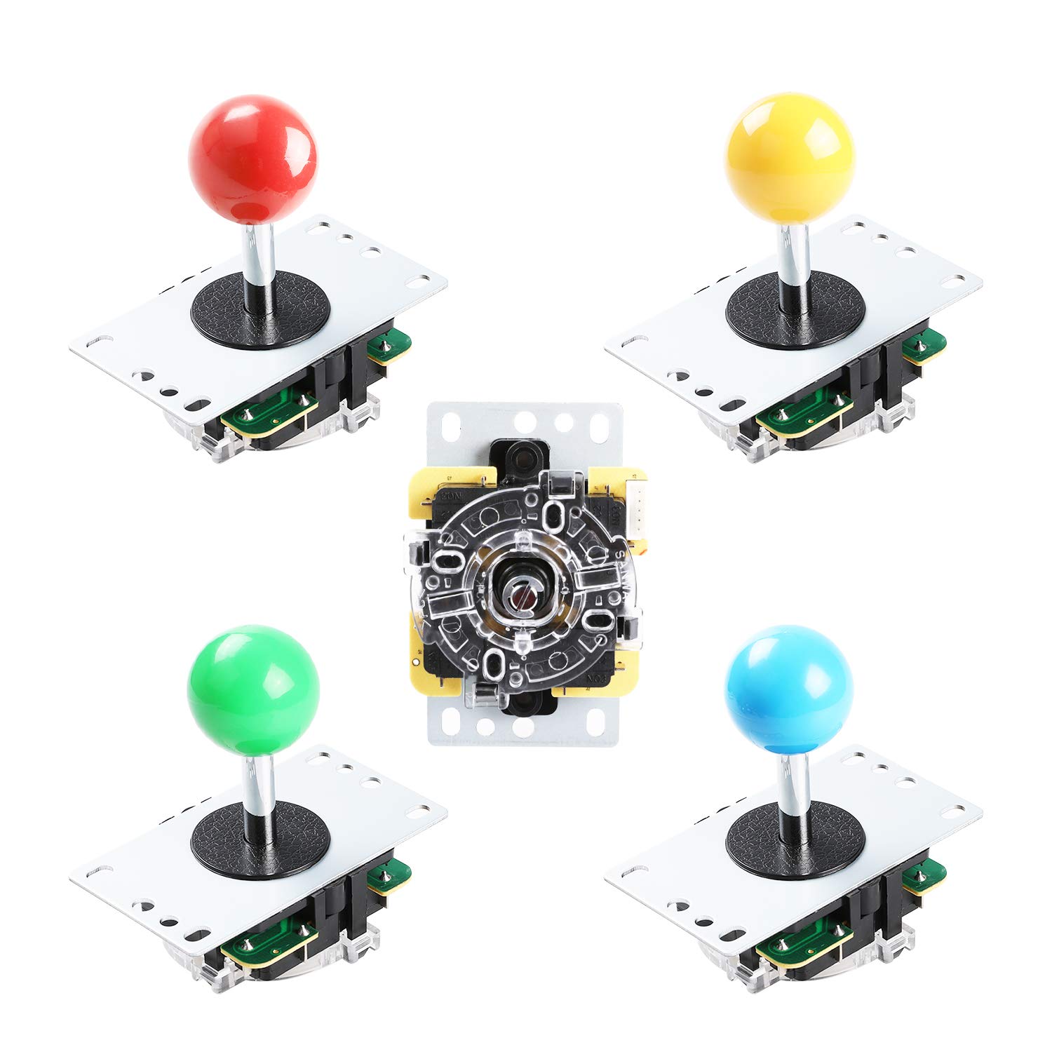 Hikig 4 Player LED Arcade Games DIY Kit, 4X Fighting Joystick + 40x LED Arcade Buttons + 4X USB Encoder for PC MAME & Raspberry Pi 1/2/3, Multicolor