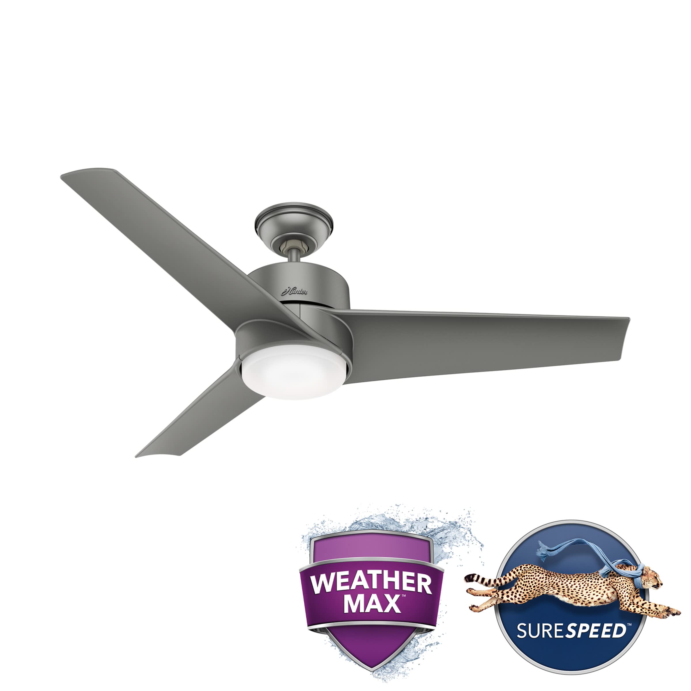 Hunter Fan Company 59472 Havoc Ceiling Fan, 54, Matte Silver Finish
