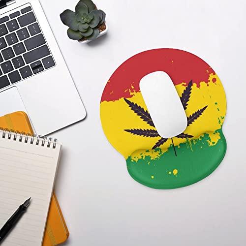 SEPTYK Rasta Flag Marijuana Leaf Pattern Ergonomic Mouse Pad with Wrist Support Rest Gel Non-Slip Rubber Base Mousepad for Computer Laptop Home Office Gaming Pain Relief