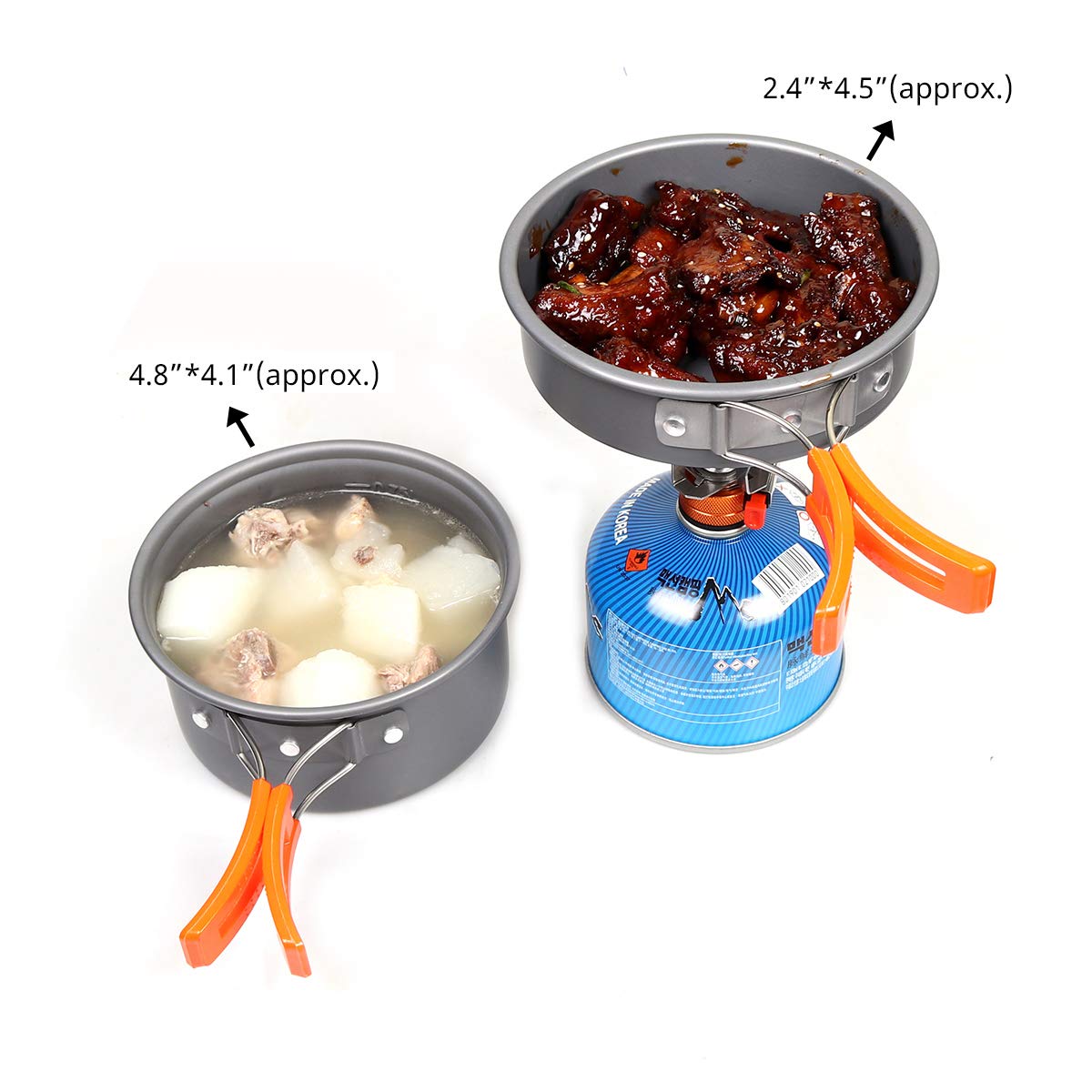 Goetland 12 Pcs Camping Cookware Set Mess Kit Backpacking Cookset Outdoor Hiking Picnic Non-Stick Cooking Anodized Aluminum Pot Pans Folding Utensils