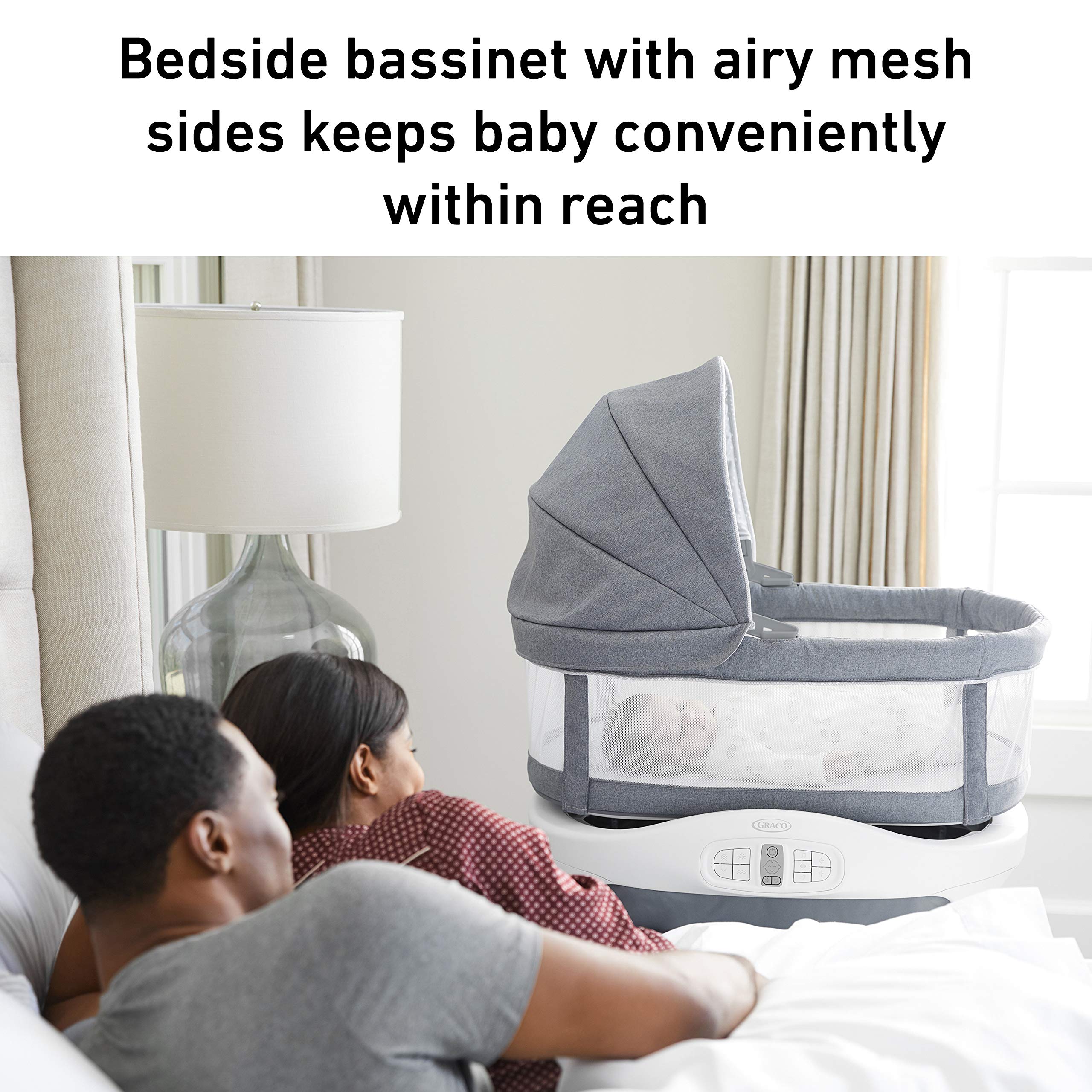 Graco Sense2Snooze Baby Bassinet with Cry Detection Technology and Responds to Baby's Cries to Help Soothe Back to Sleep, Roma