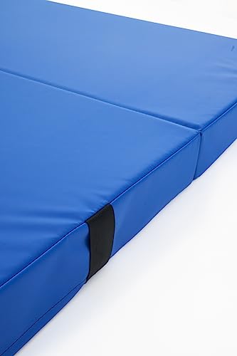 We Sell Mats 8 Inch Thick Bi-Folding Gymnastics Crash Landing Mat Pad, Safety for Tumbling, Back Handspring Training and Cheerleading, 4 ft x 8 ft, Blue