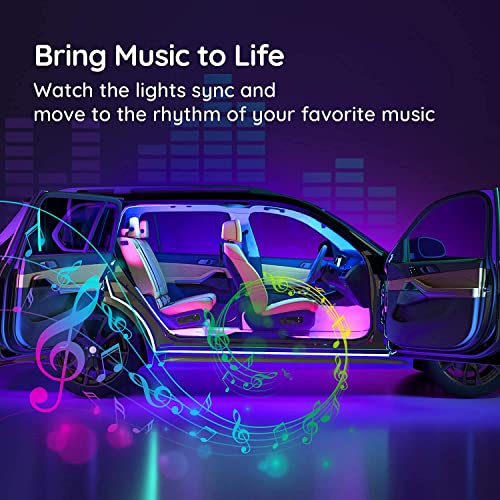 Govee Car Interior Lights, Car Led Lights with APP Control, Music Sync with 7 Scene Modes and 16 Million Colors, 2 Lines Design RGB Under Dash Car Lighting with Car Charger, DC 12V