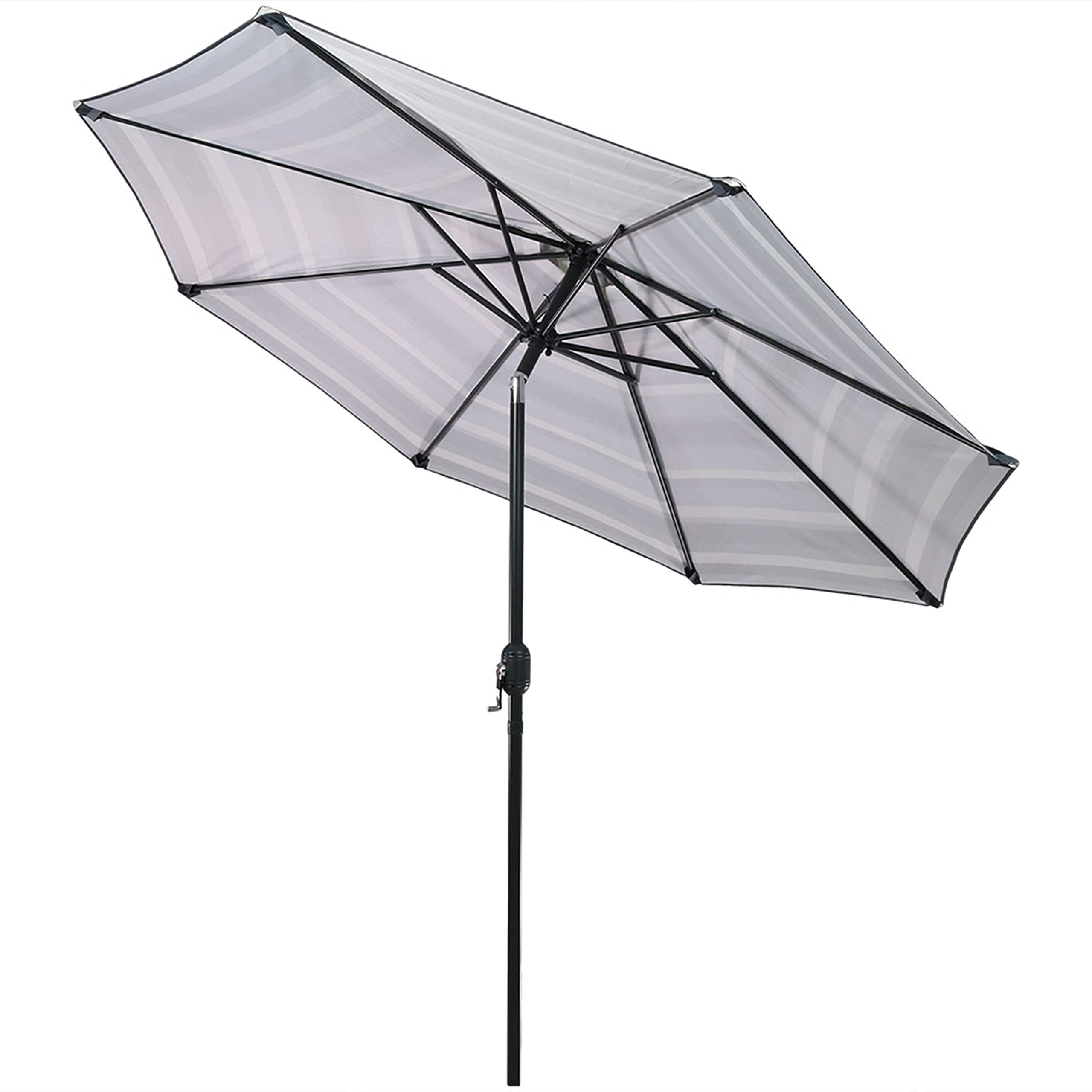 Sunnydaze 9-Foot Patio Umbrella with Push Button Tilt and Crank - Aluminum Pole with Polyester Canopy - Catalina Beach Stripe