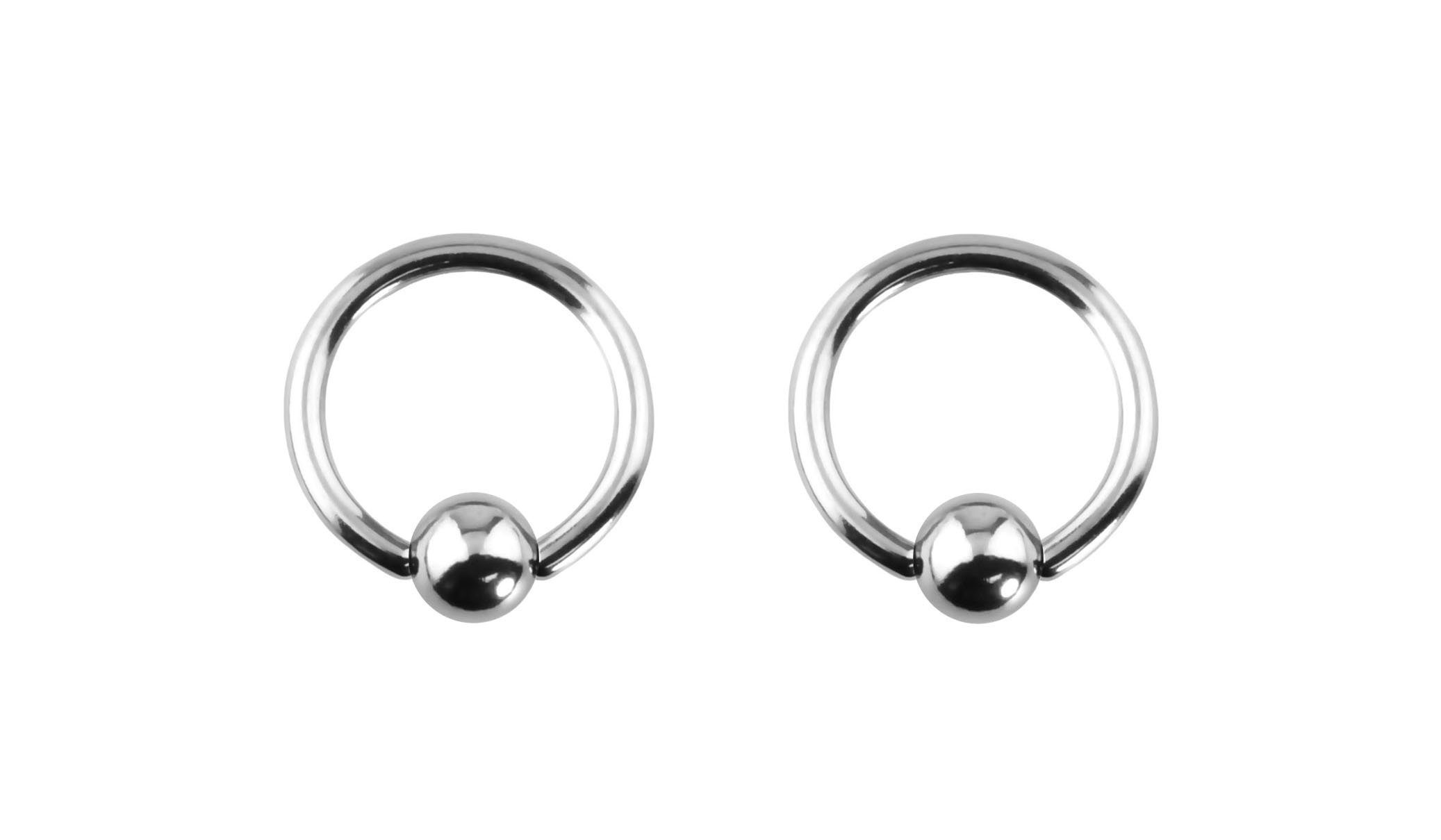 Forbidden Body Jewelry Surgical Steel Captive Bead Ring Piercing Hoops, Pair of 12g 10mm (4mm Balls)