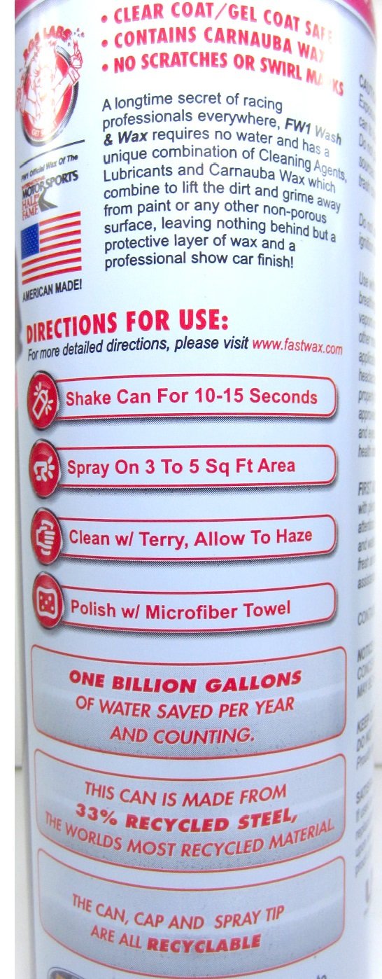 FW1 Waterless Wash & Wax Polish with Carnauba (12oz) by Fast Wax (12 cans)