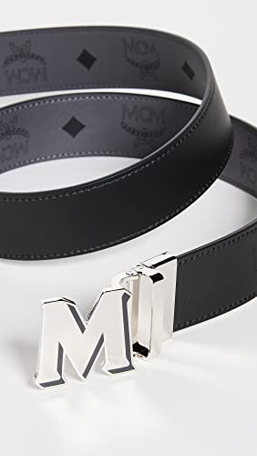 MCM Men's Claus Reversible Adjustable Belt, Gray Pinstripe, Grey, Graphic, One Size