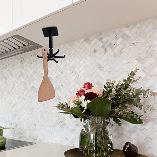SIXGOD 2Pcs 360°Rotating Folding Hook Multi-Purpose 180 Degrees Vertical Flip Hook Waterproof Self-Adhesive Folding Hook for Bathroom, Kitchen and Home(Black)
