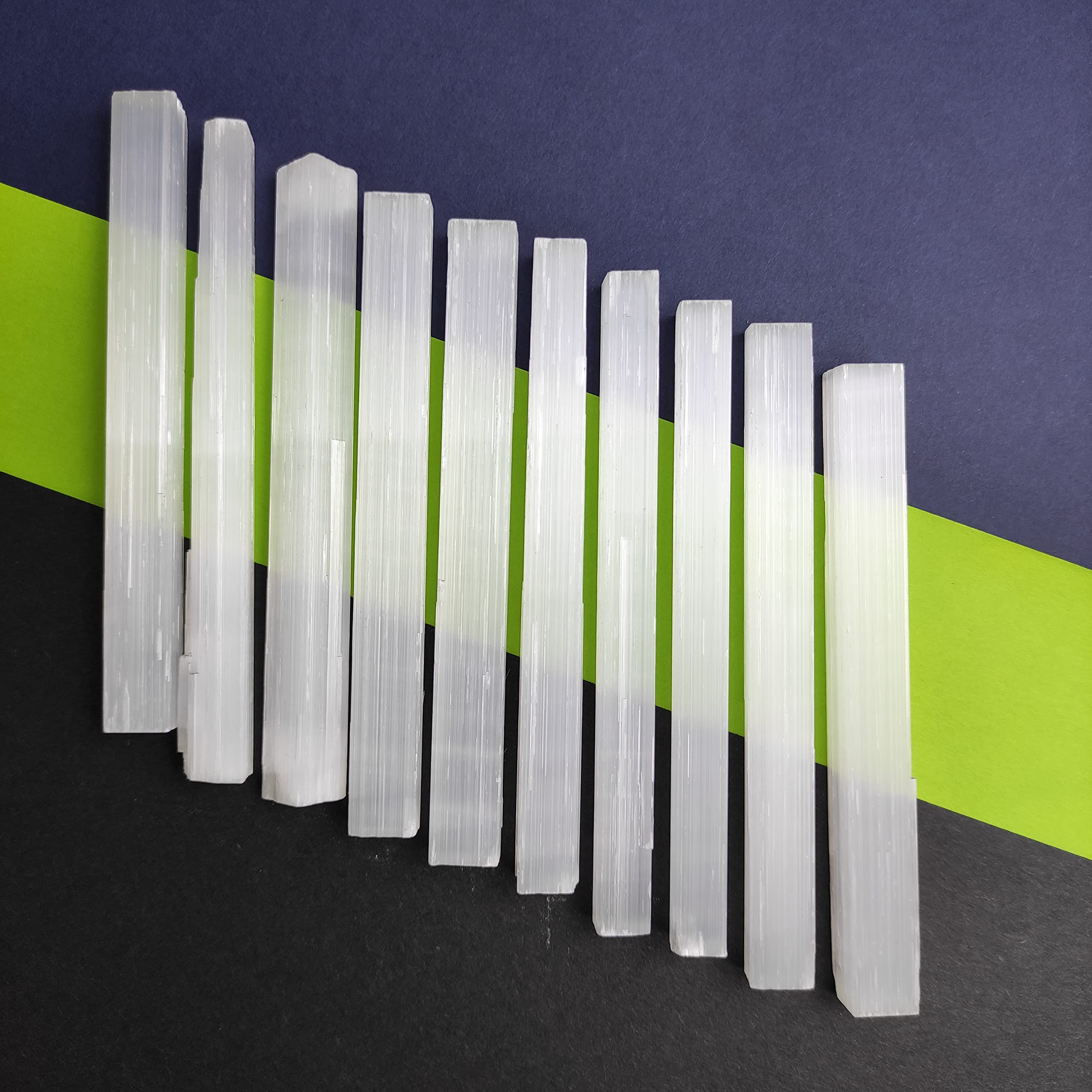 GEMSHOPE A-Grade 4 Inch Selenite Sticks Wands Set (10 pcs) for Crystal Healing, Reiki, Protection, Chakra,Decoration (White, 4 inch)