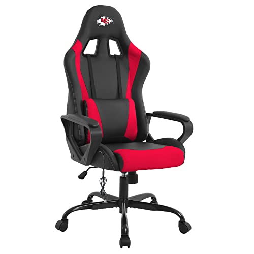 Gaming Chair High Back Computer Chair Comfortable Massage Office Chair Executive Racing Chair Adjustable Height Ergonomic PU Desk Chair with Lumbar Support Armrest for Home Office (Red, KC)
