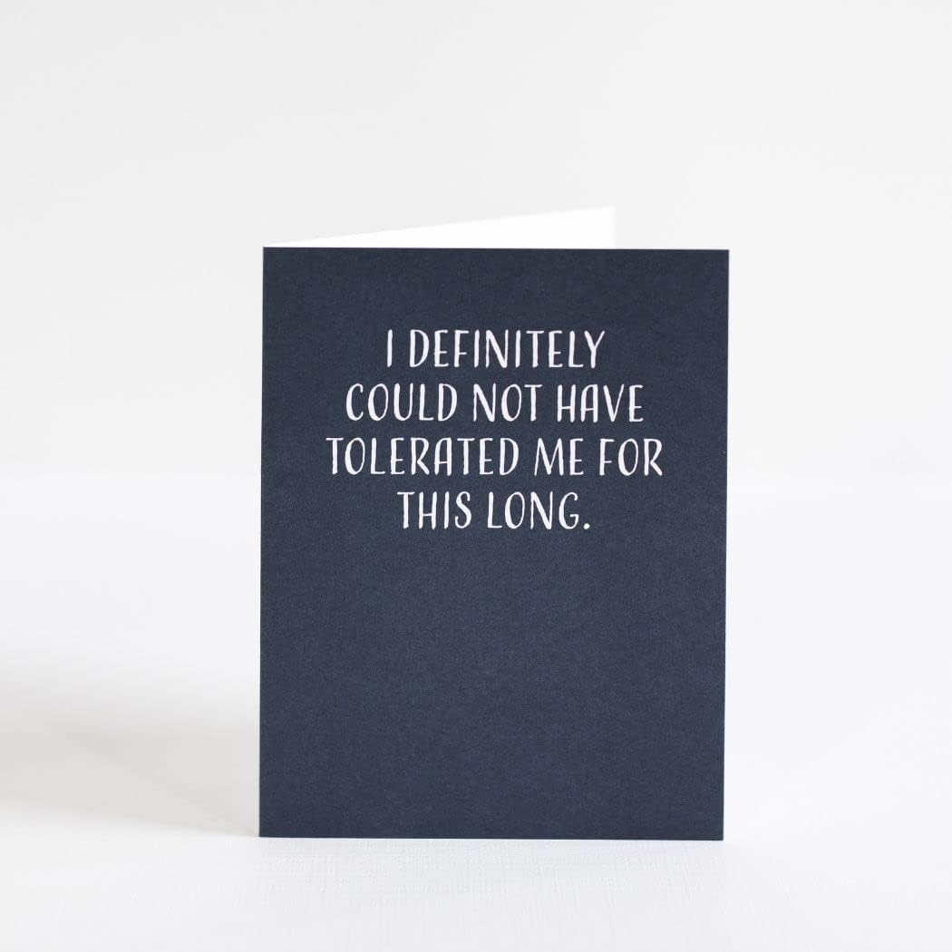 Funny Anniversary Cards For Husband Or Wife, Funny Anniversary Cards For Him, Blank Inside, I Definitely Could Not Have Tolerated Me For This Long By Modern Wit