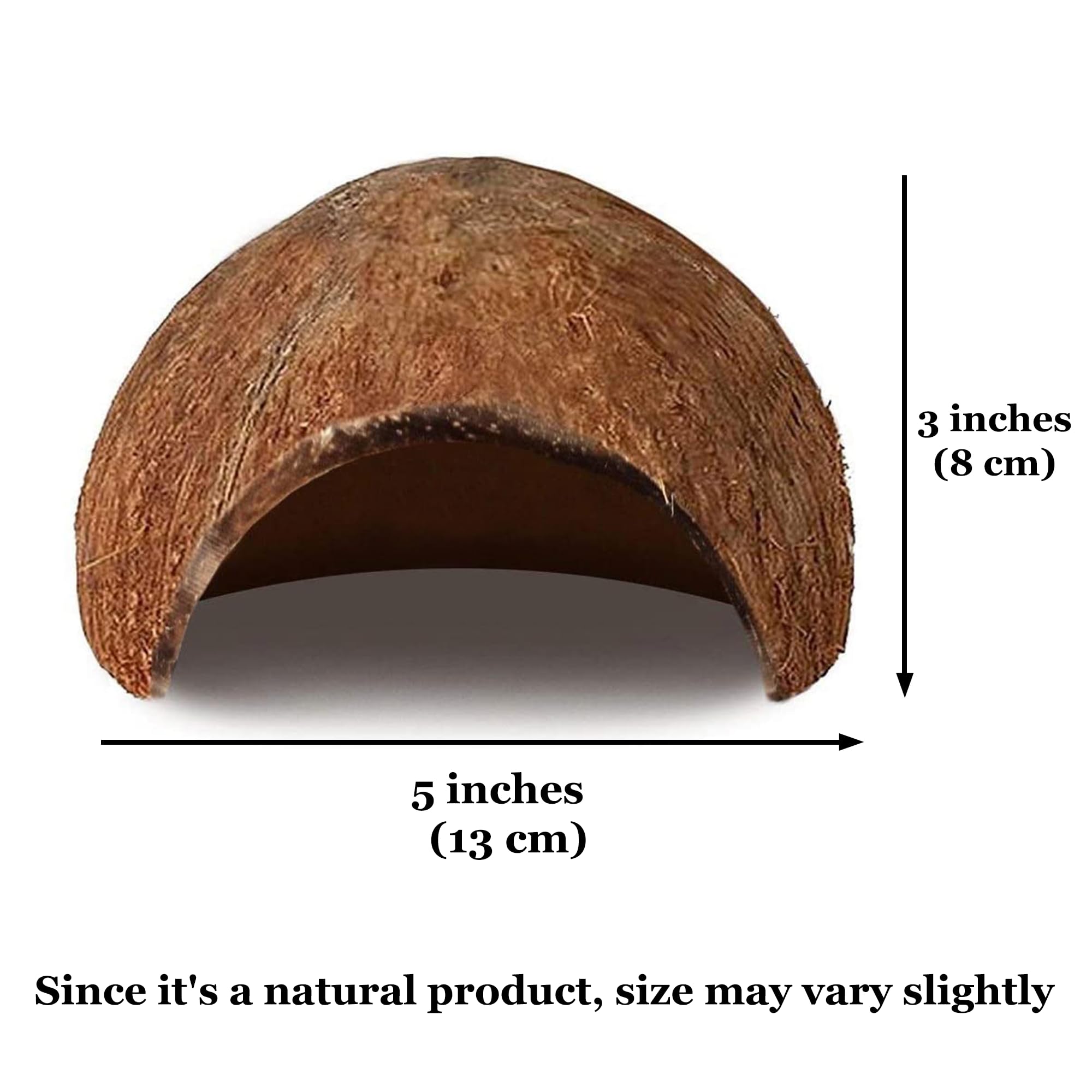Gluc Hermit Crab Huts, 5x3 Inches, Arthropod's Coconut Hide, Spacious Coco Tunnel, Use as Hermit Cave or Climber, 2-Pcs