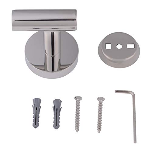Woooow Modern 304 Stainless Steel Single Prong Round, Wall Robe Hook Brushed Nickel, 4-Pack