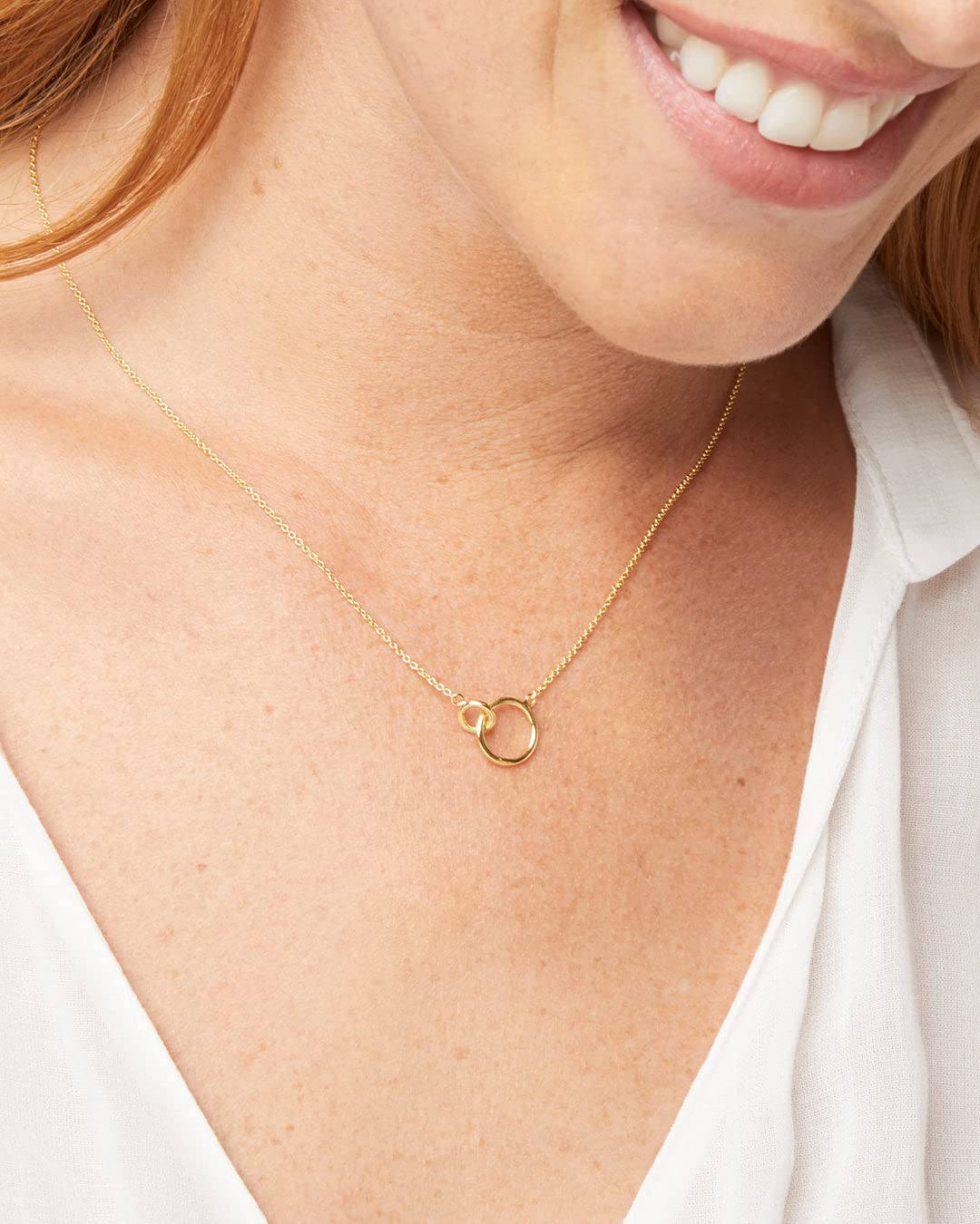 gorjana Women's Wilshire Charm Adjustable Necklace, 18k Gold Plated, Interlocking Circle Pendant