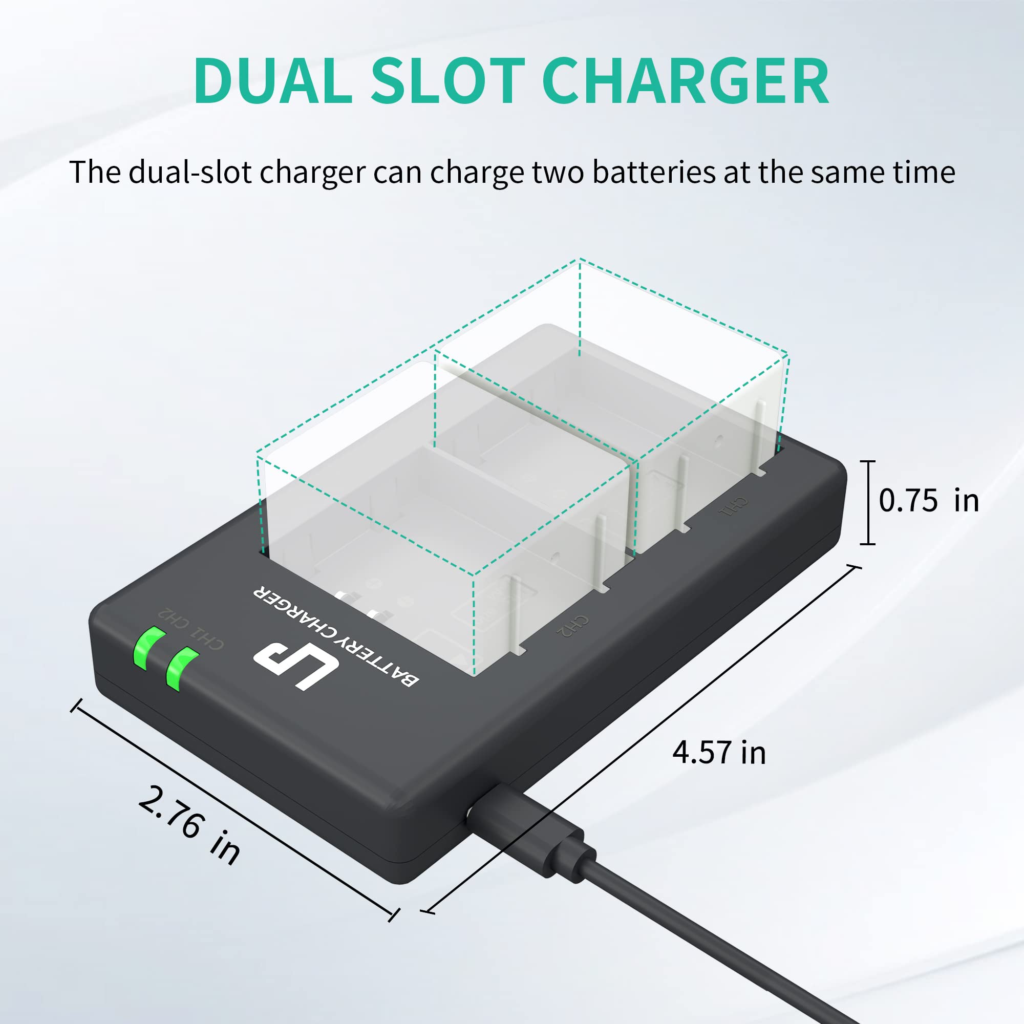 LP 2-Pack Rechargeable Batteries with Dual Battery Charger for Arlo Pro 3, Arlo Ultra/Ultra 2 Camera VMC4040P VMC5040 3.85V 5400mAh A4a Battery Charger Pack (NOT for Arlo Pro 3 Floodlight Camera)