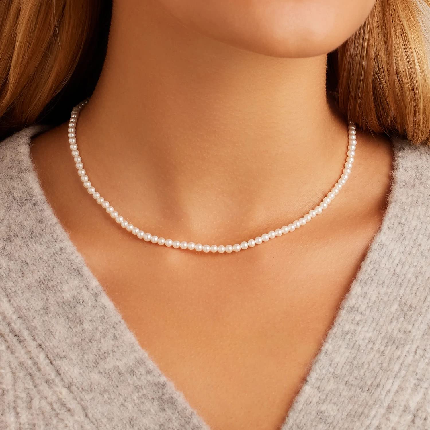 gorjana Women's Parker Pearl Necklace, 18K Gold Plated w/White Pearls, Signature Hinge Closure