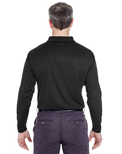 UltraClub Adult Cool & Dry Sport Long-Sleeve Polo 3XL BLACK