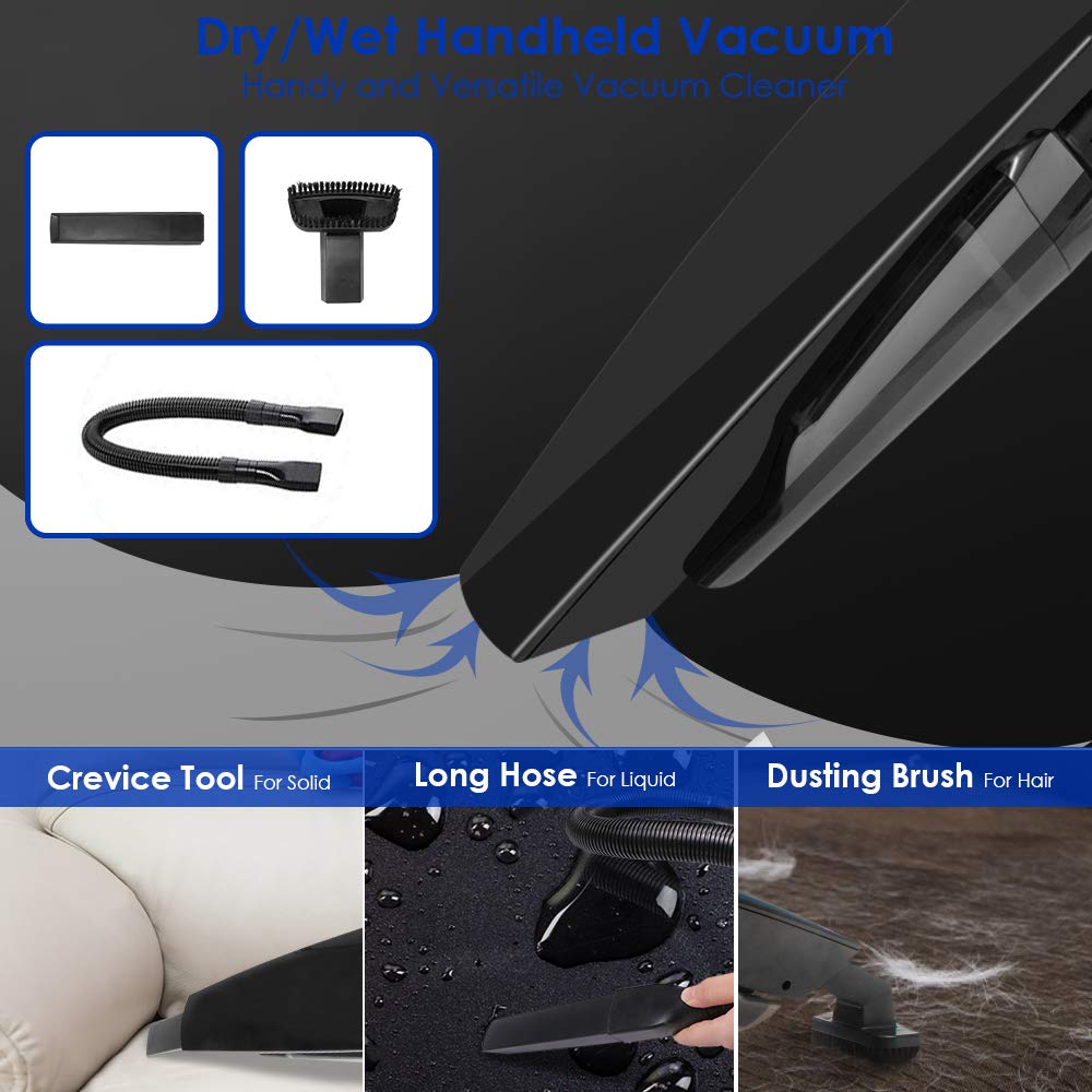 Handheld Vacuum Cordless, 7500PA Powerful Cyclonic Suction Portable Car Vacuum Cleaner Lightweight Hand Vac, 14.8V Li-ion Battery Powered Rechargeable Quick Charge with LED Display