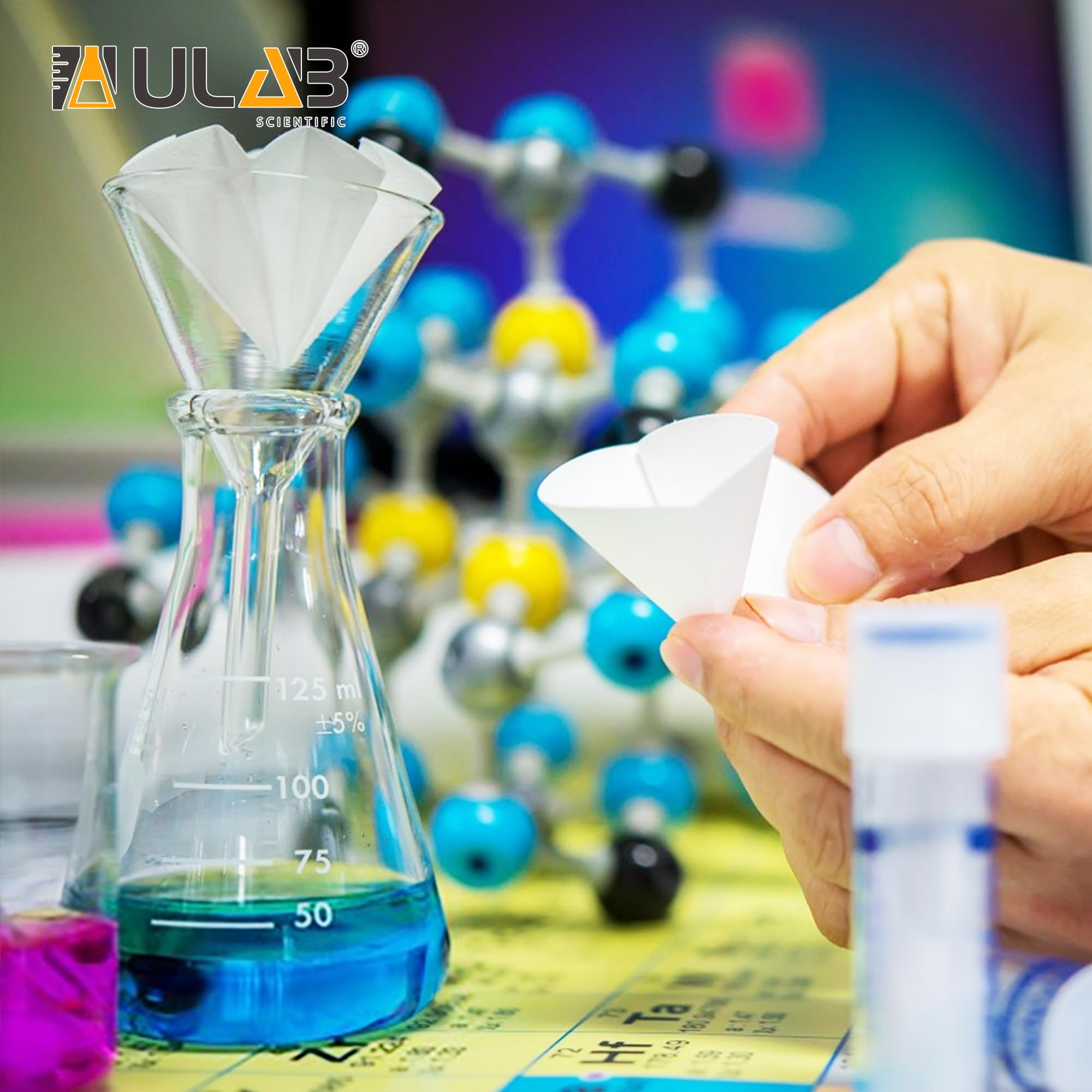 ULAB Scientific Glass Funnel Set, 1 of Each Size 50mm 75mm 100mm with Approx. 60° Angle, Short stem, UGF1009