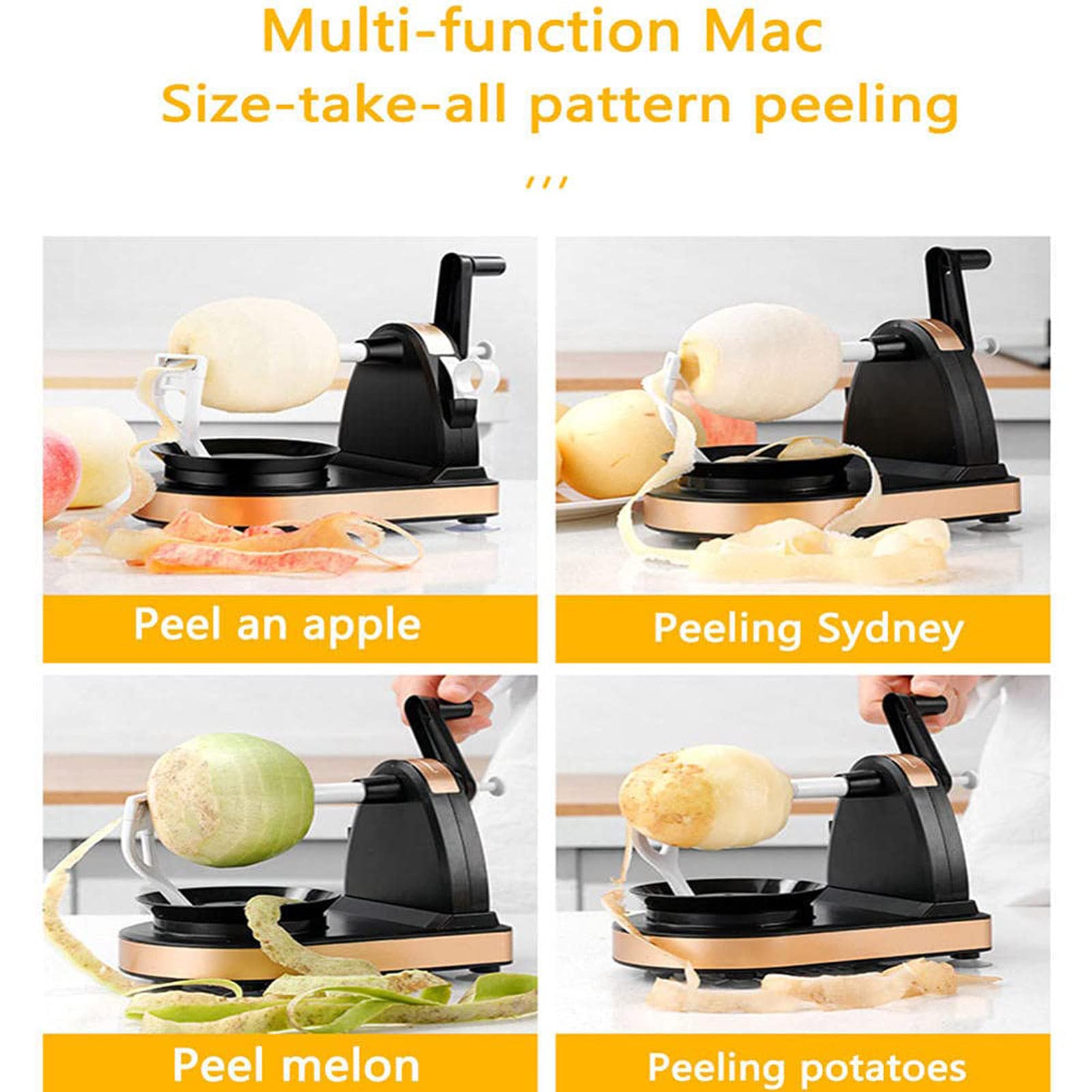 Hand-Cranked Apple Peeler, Pear Peeler 360 Degree Rotating Disc Quick Apple Peeled Machine You can peel potatoes, kiwi other fruits and vegetables. (Black)