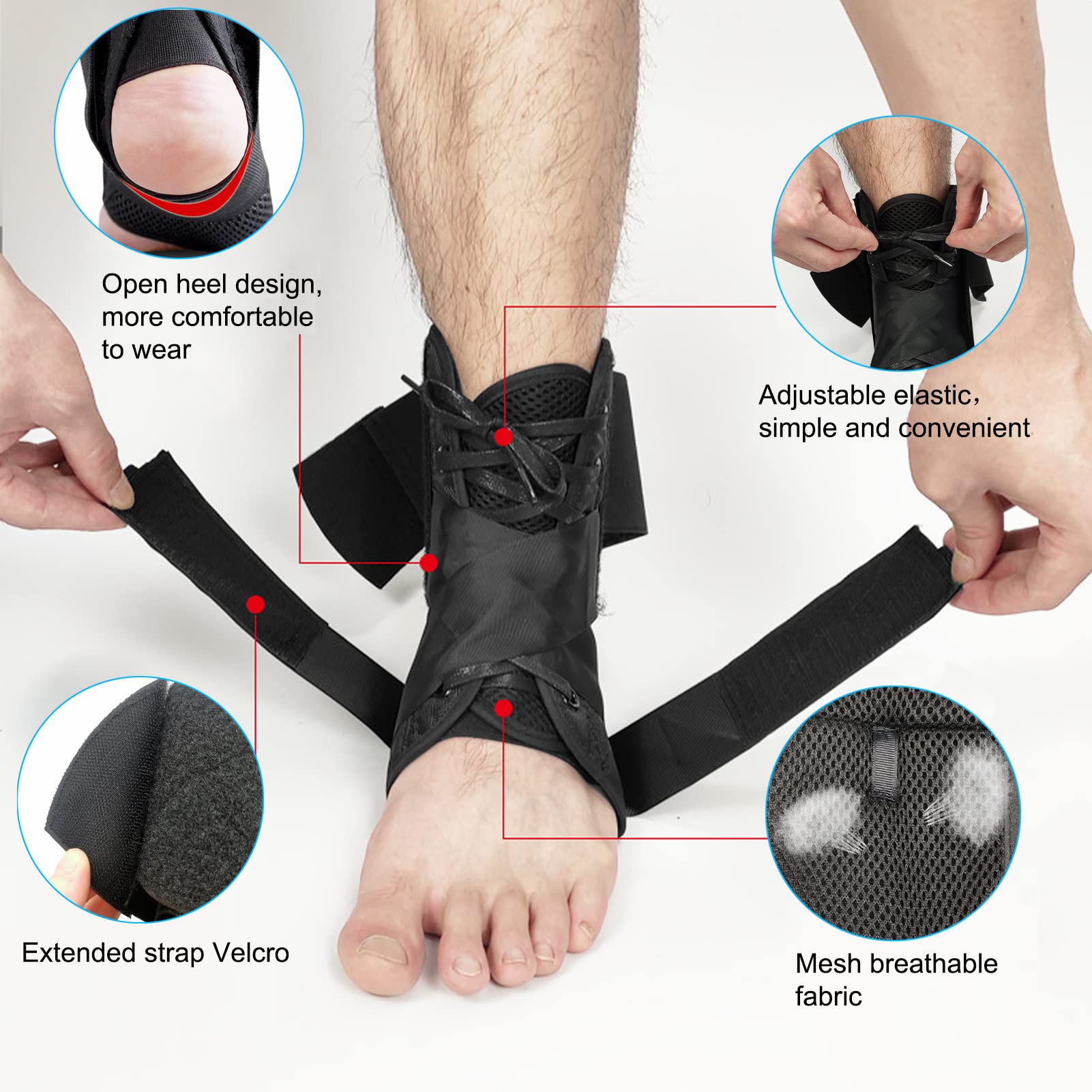 MECBOT Anti-Foot Drop Ankle Brace - Adjustable Support Ankle Foot Brace with Strap for Running, Hiking, Basketball and Sprain Injury Recovery (Large)