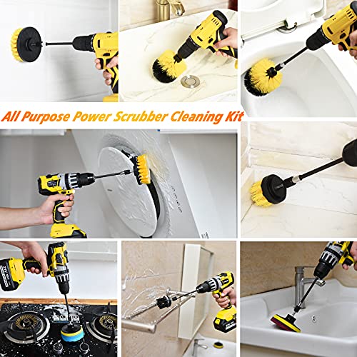 Shieldpro 45 Piece Drill Brush Attachment Set, All Purpose Power Clean Scrubber Brush, Scrub Pads & Sponge with Extend Long Attachment for Bathroom, Kitchen,Grout,Tub,Tile,Corners, Auto