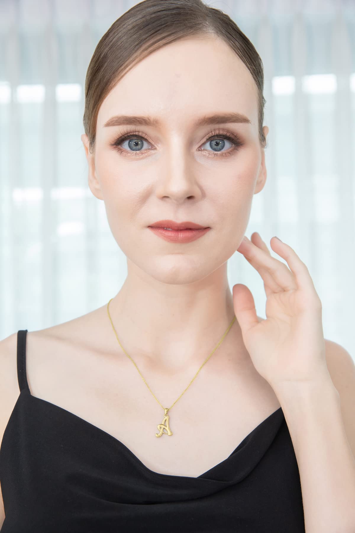 GemStar USA Yellow Gold Flashed Sterling Silver I Letter Initial Alphabet Name Personalized 925 Silver Pendant Necklace