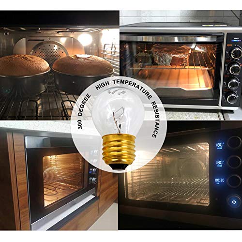 haraqi 6 Pack E27 E26 G45 120 Volt 40 Watt Oven Bulb, High Temperature 300 Degree Resistant Incandescent Bulbs,Brass Base Clear Glass Oven Bulb