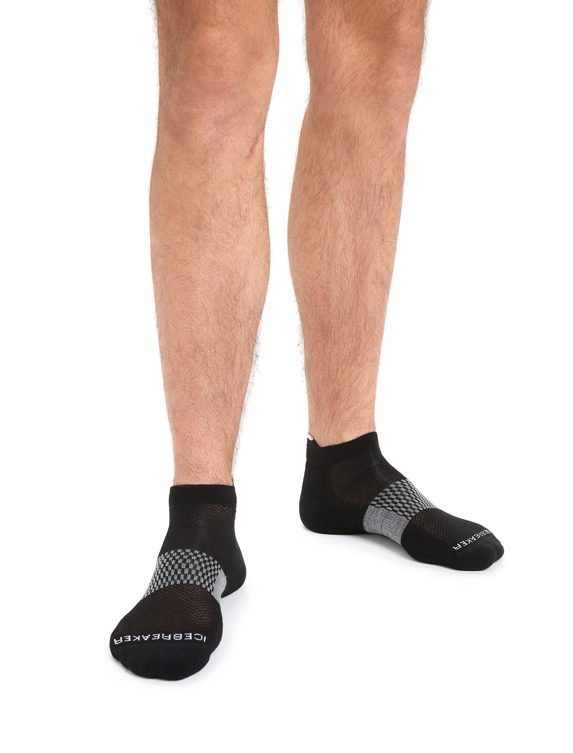 Icebreaker Merino Wool Micro Socks for Men - Ultra Light, Multisport - Breathable Mens No Show Socks for Training and Hiking, Black/Snow/Metro Heather, Small