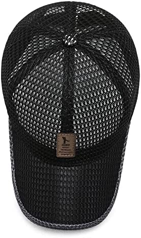 HeyBox Summer Mesh Cap Baseball Cap Sports Decoration Men and Women Baseball Cap Trucker Cap (Black-02)