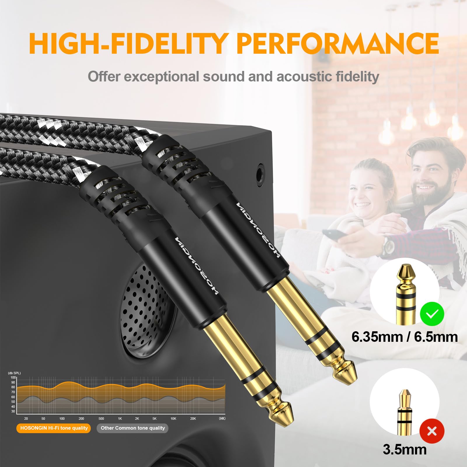 HOSONGIN XLR Female to 1/4 TS Unbalanced Microphone Cable, Quarter inch (6.35mm) TS Mono Jack Unbalanced Interconnect Mic Cord - 6.6 Feet