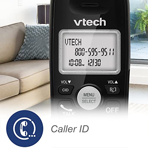 VTech VG101-11 DECT 6.0 Cordless Phone for Home, Blue-White Backlit Display & Big Buttons, Full Duplex Speakerphone, Caller ID/Call Waiting, Easy Wall Mount, Reliable 1000 ft Range (Black)