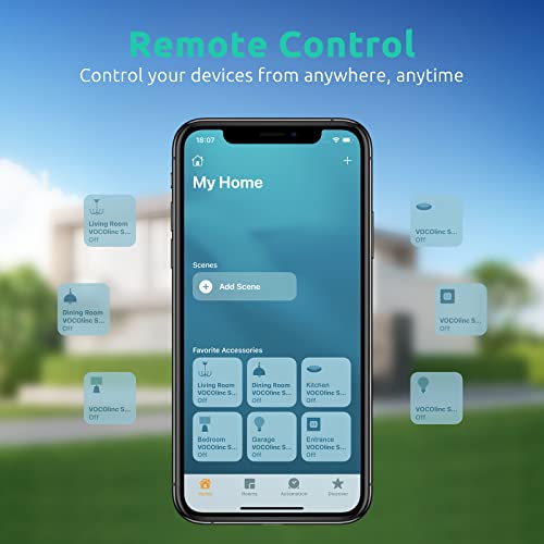 VOCOlinc Homekit Smart Plug Works with Alexa, Apple Home, Google Assistant, WiFi Smart Plug That Work with Alexa, Electrical Timer Outlet Support Siri, No Hub Required, 15A, 2.4GHz, 110~120V (1 Pack)