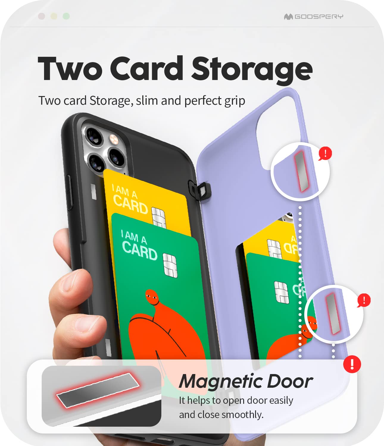GOOSPERY iPhone 11 Pro Max Wallet Case with Card Holder, Easy Magnetic Door Closure Protective Dual Layer Bumper Sturdy Phone Back Cover (Lilac Purple)
