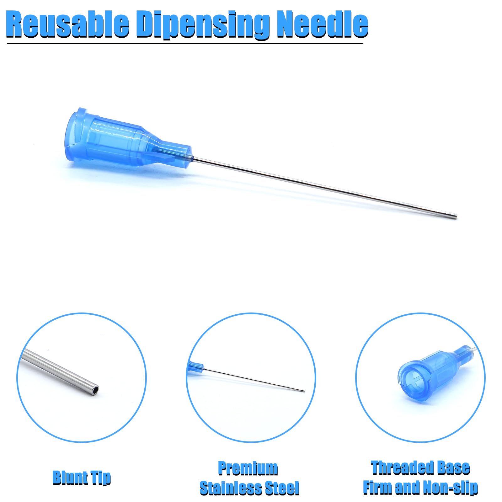 Zorveiio 20 Pack 22Ga 1.5 Inch Blunt Tip Dispensing Neddle,Blue Plastic Syringe Blunt Tip Neddle,Tapered Luer Lock Dispensing Needles for Industrial Use