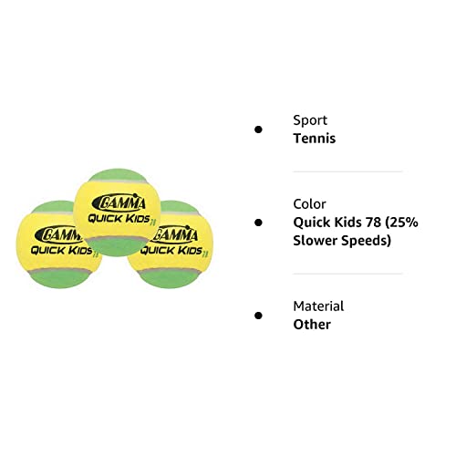 GAMMA Sports Kids Training (Transition) Balls, Yellow/Green, Quick Kids 78, 12-Pack