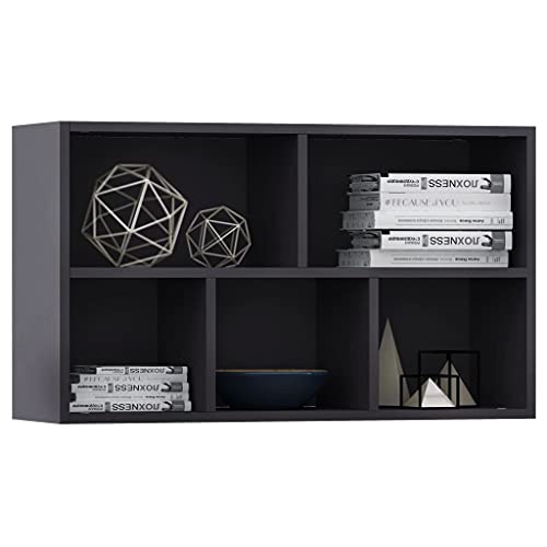 Queen.Y Multifunctional Shelves 3-Tier Double Wide Bookcase Sideboard, 19.7"x9.8"x31.5" Wooden Bookshelf Storage Shelves Display Rack TV Cabinet for Home Office, Grey