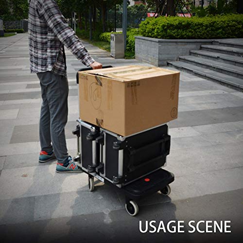 HWZQHJY Cart Flatform 300lb Capacity 4 Wheel Folding Platform Truck, 26" Length x 16" Width x 36" Height