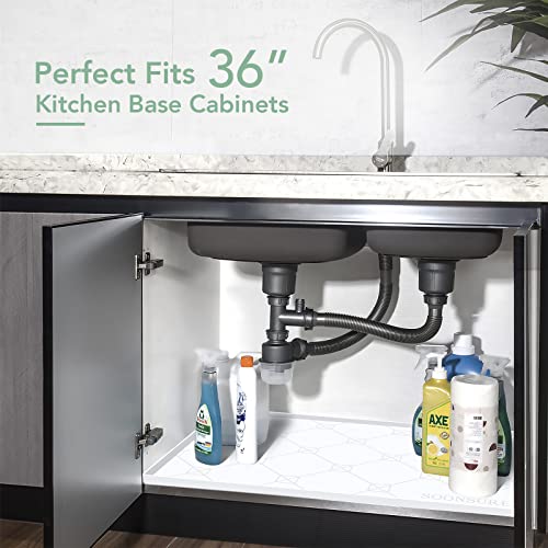 Under the Sink Mat Waterproof, Under Kitchen Sink Liner Mat 22βx34β, Silicone Under Sink Mats and Protectors for Kitchen Bathroom, Flexible & Thick Under Sink Drip Tray with Lip to Catch Water, White