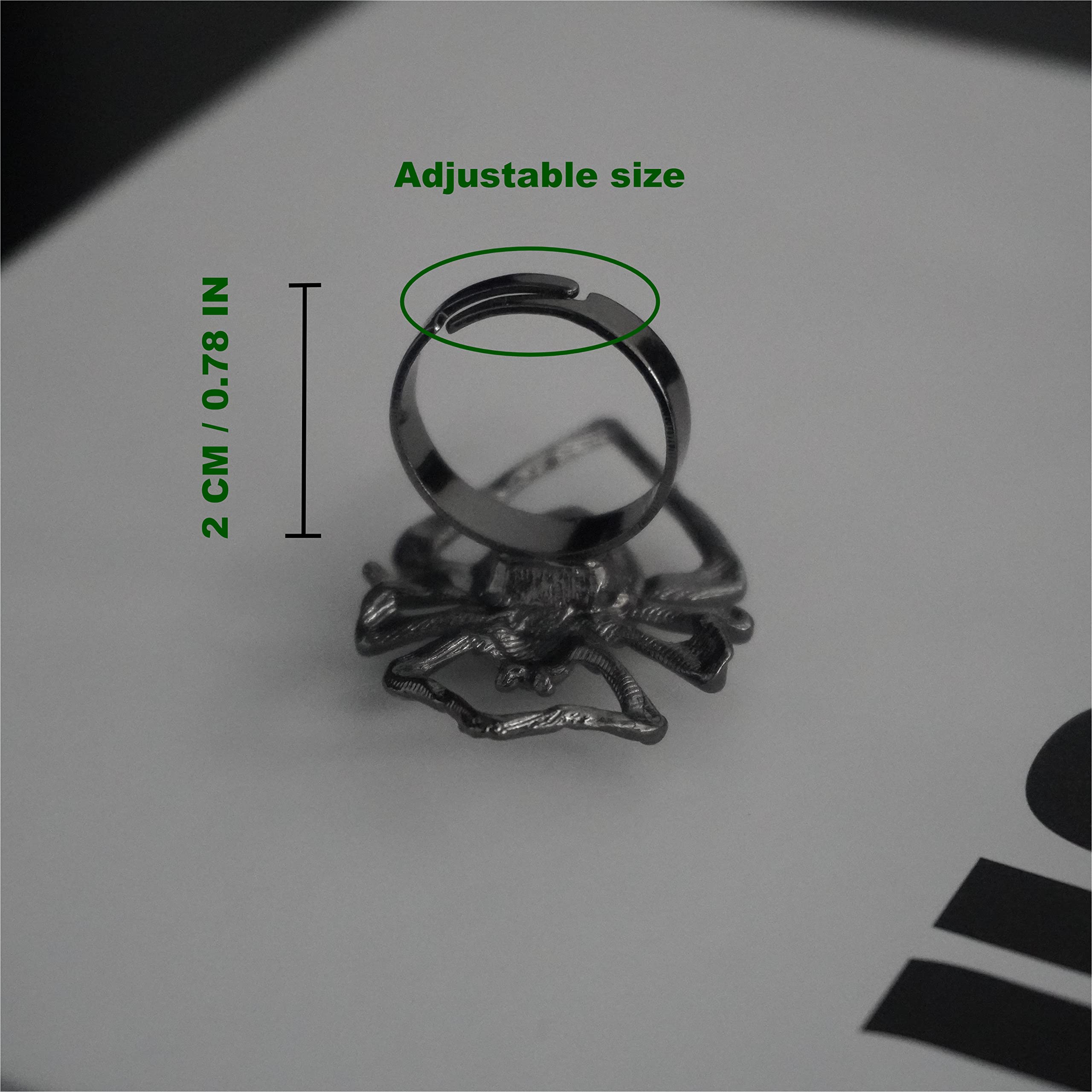 Luchike Spider Ring for Women and Men, Adjustable Gothic Rings, Crystal Punk Jewelry Accessories Open Ring Gift., Green