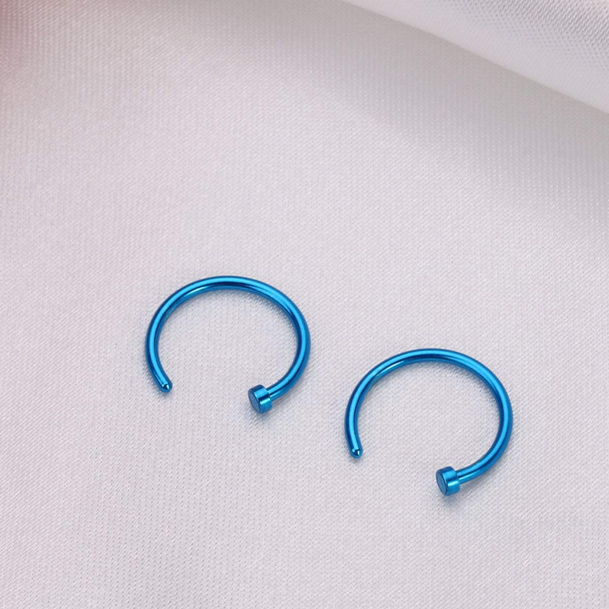 Generic 2 Pcs Unisex Surgical Steel Hinged Clicker Segment Nose Rings Hoop Helix Cartilage Earrings Titanium Steel Body Piercing Stud, Blue, 0.8 * 0.8 * 0.1 cm, WCXMI043160DZ16O2