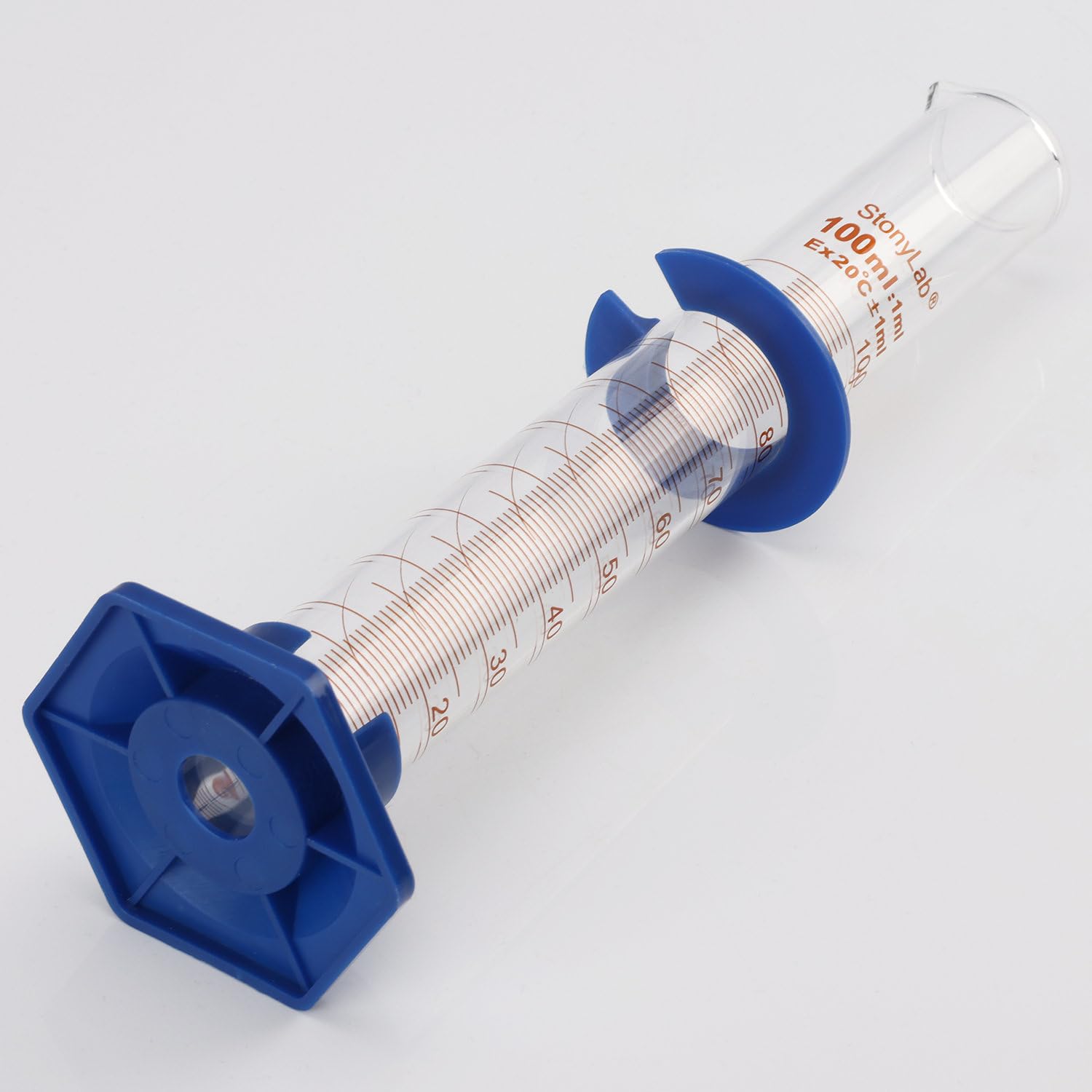 stonylab Graduated Cylinder, Laboratory Borosilicate Glass Graduated Measuring Cylinder with Plastic Hexagonal Base and Protective Collar, 100 ml
