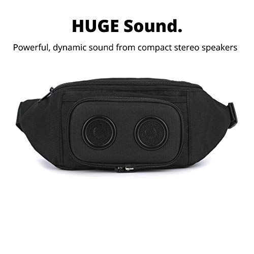 SUPER REAL The #1 Fannypack with Speakers. Bluetooth Fanny Pack for Parties/Festivals/Raves/Beach/Boats. Rechargeable, Works with iPhone & Android. #1 Bachelorette Party Gift (Black, 2023 Edition)