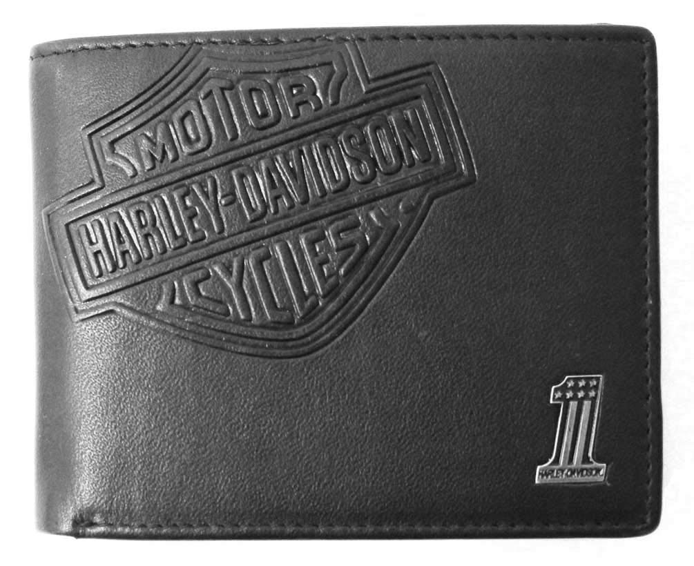 Harley-Davidson Men's Bar & Shield Classic Leather Billfold Wallet w/Flip-out