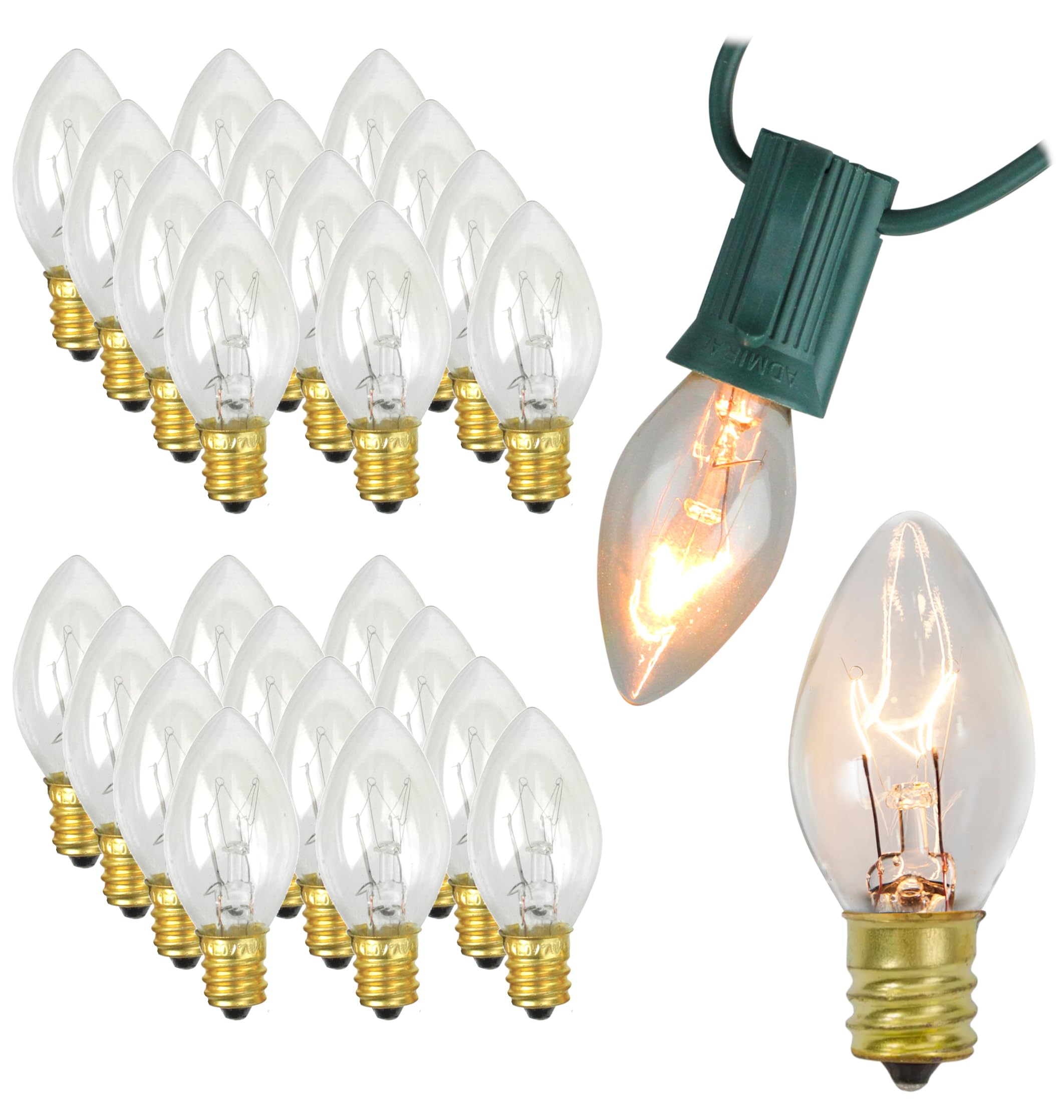 Iconikal 5-Watt C7 Night Light Candelabra Bulbs, Clear, 24-Count for Lamps Nightlights Lanterns String Lights