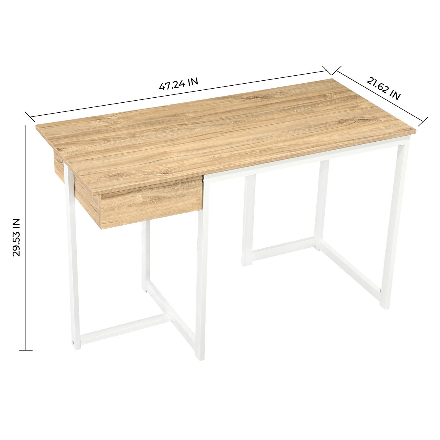 GreenForest Computer Desk with Storage Drawer 47 inch Office Writing Desk for Home, Modern Simple Study Desk PC Laptop Workstation, Oak