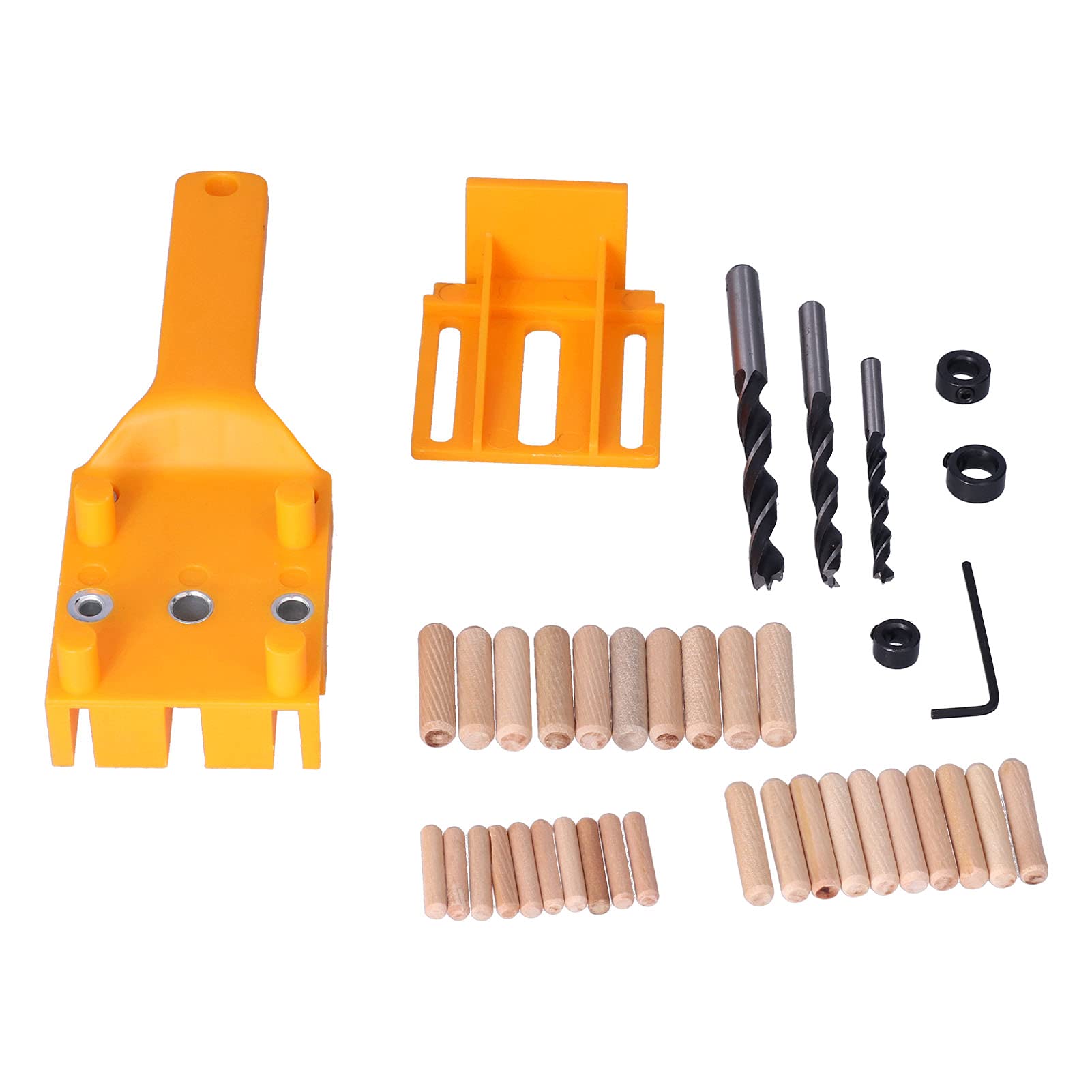 Handheld Dowel Jig Kit, 6 8 10mm Drill Wear Resistant Quick Doweling Jigs Orange ABS for Woodworking