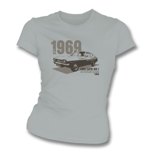 Ford Capri MK1 Girl's Slim-Fit T-shirt X-Large Grey