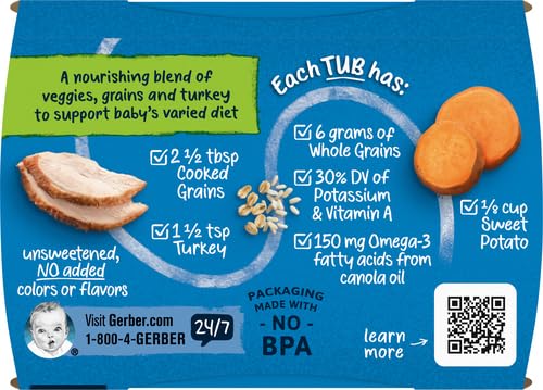 Gerber Sweet Potato & Turkey Puree Baby Food, 4 Oz, 2 Ct