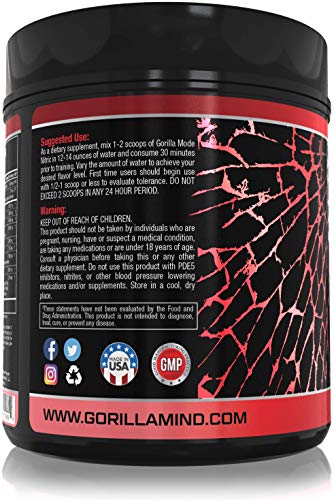 Gorilla Mode Nitric Stimulant Free Pre-Workout – Best Tasting and Most Effective Stimulant Free Pre-Workout/Massive Pumps · Vasodilation · Power / 646 Grams (Bombsicle)